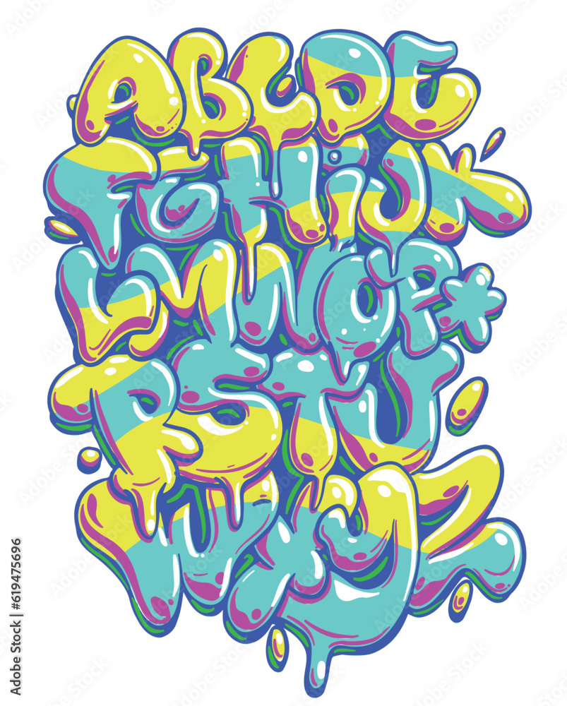 Vector Hand Drawn Typeface In Graffiti Style Street Based Graffiti