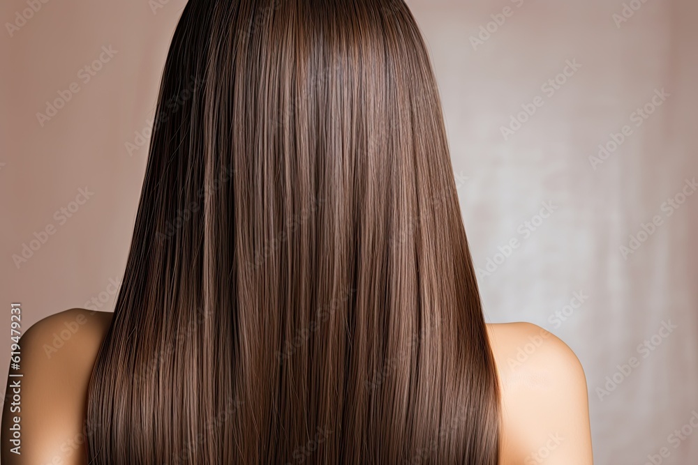 Beautiful Woman with Shiny Straight Brown Hair | Close-Up Back View ...