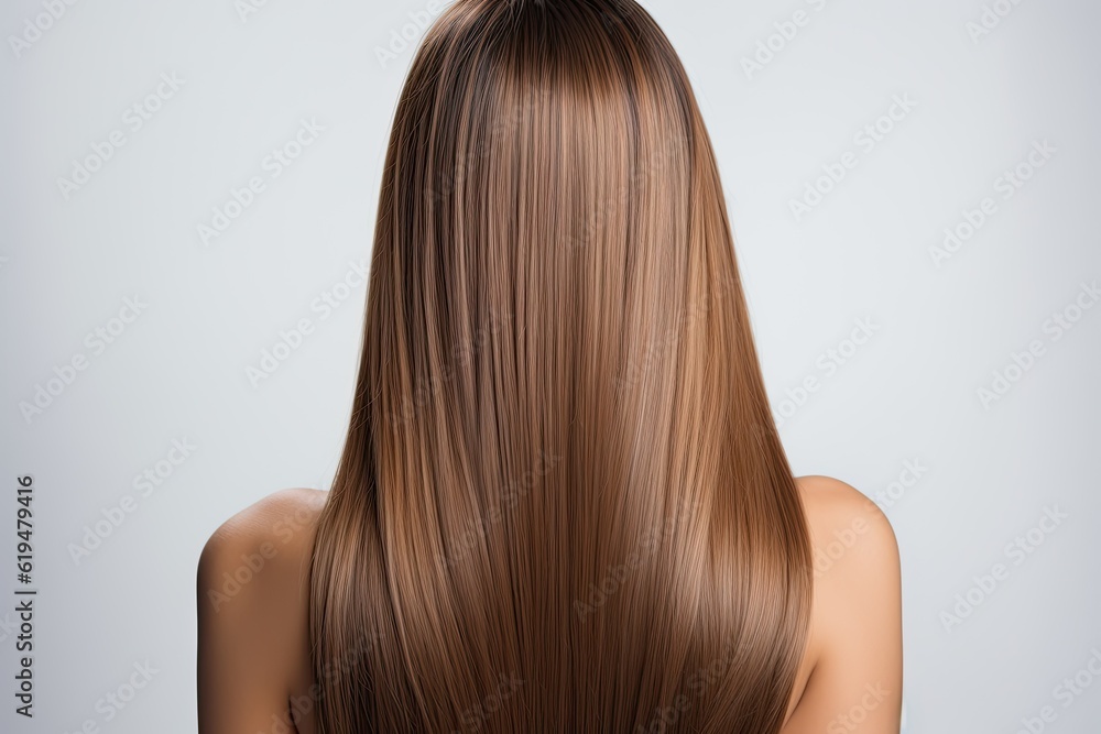 Beautiful Woman with Shiny Straight Brown Hair | Close-Up Back View ...