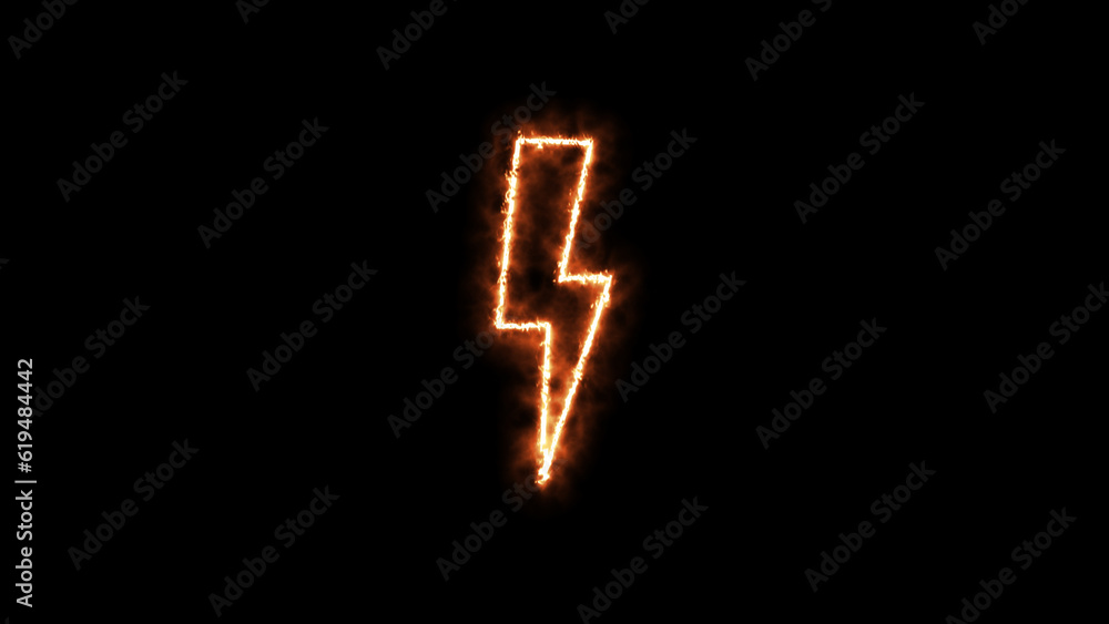 fire effect bolt sign. neon lightning bolt. glowing bolt sign on the ...