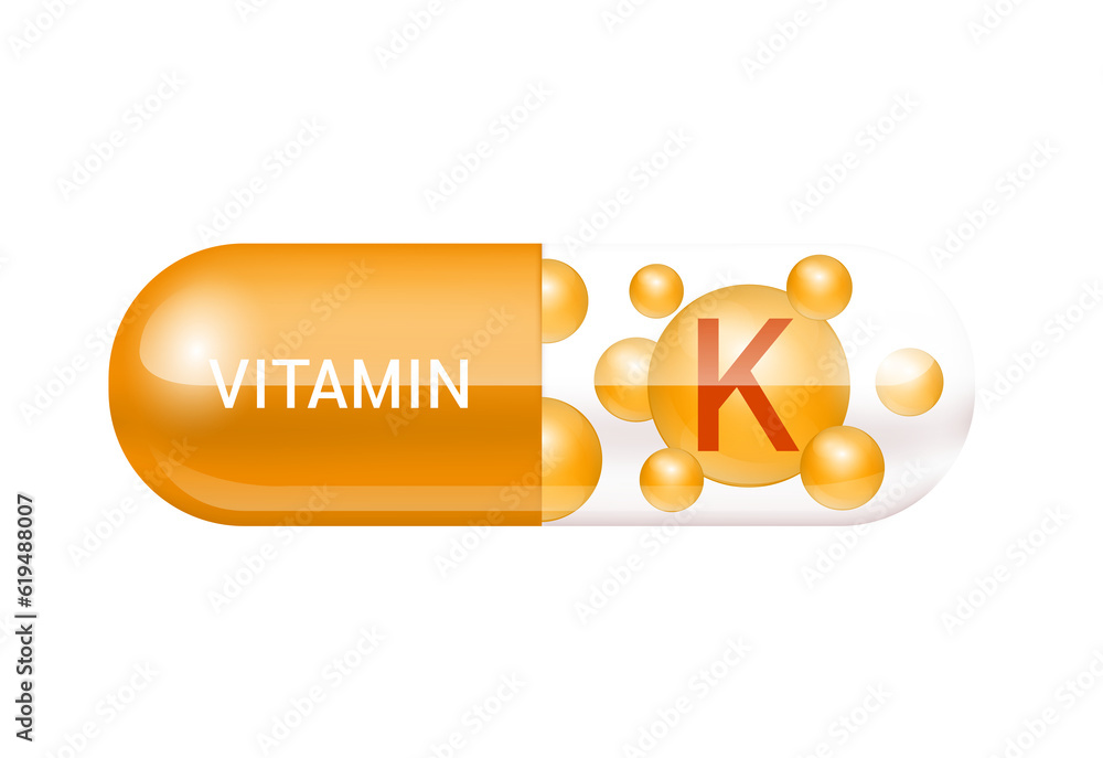 Capsule vitamin K structure orange and white It's transparent and ...