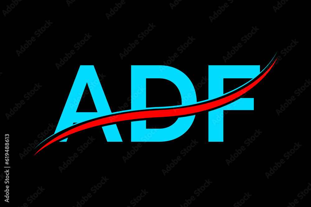 ADF logo. ADF latter logo with double line. ADF latter. ADF logo for ...