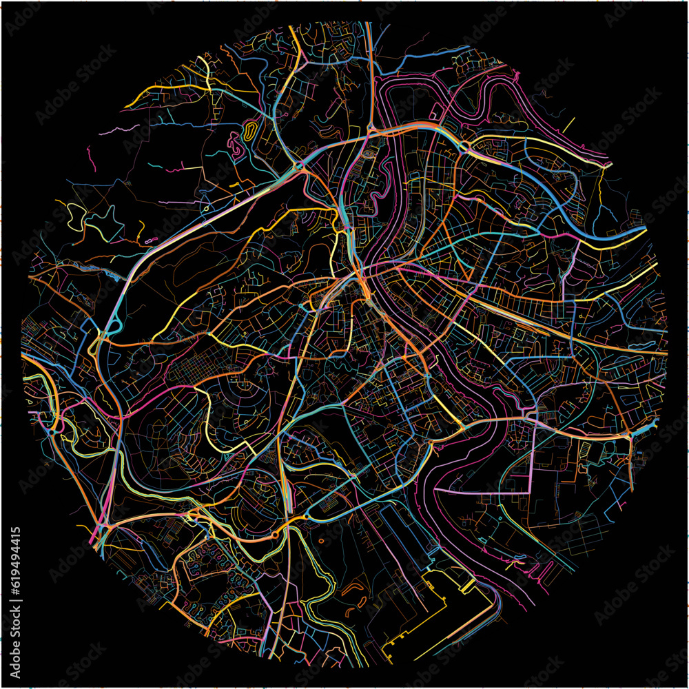 Colorful Map of Newport, Newport with all major and minor roads. Stock ...