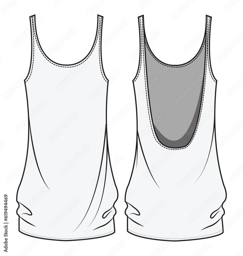 Gym Yoga Back Open Sleeveless Tank Top Front and Back View. Fashion ...