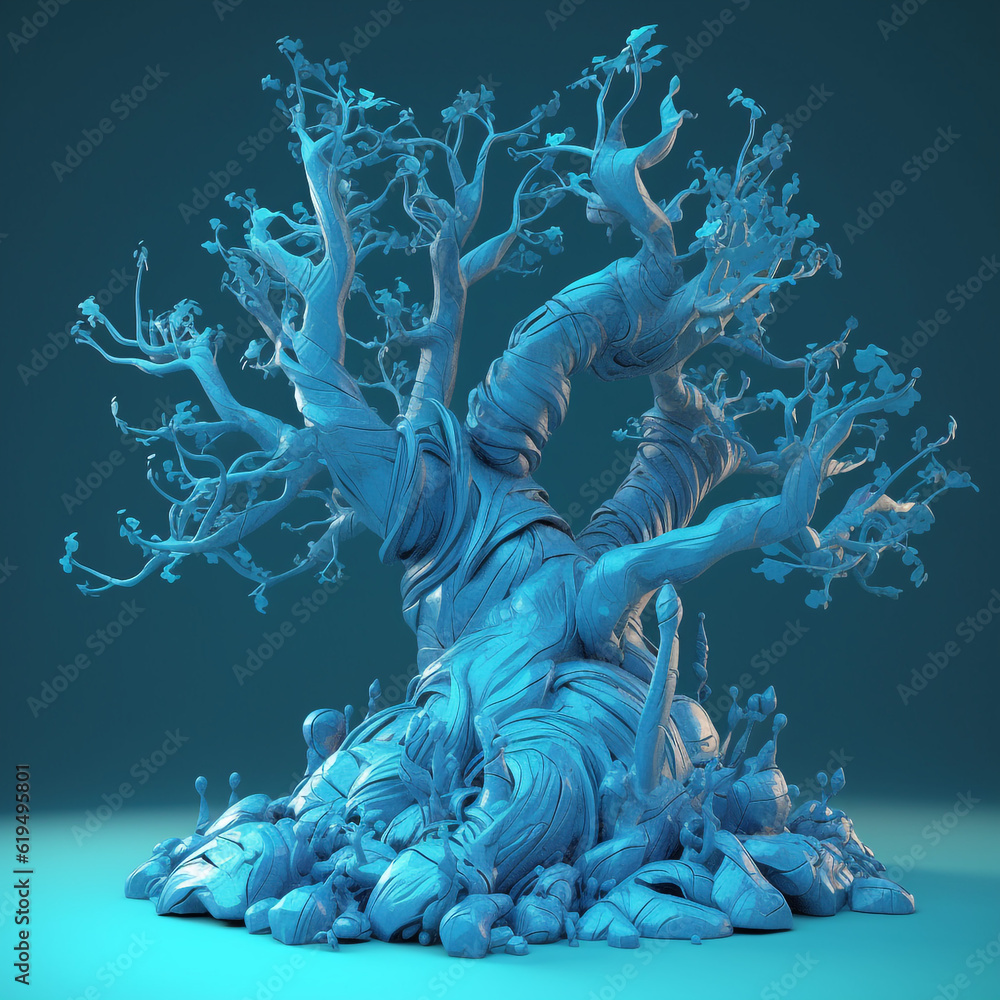 3d model of an alien tree with weird branches low-poly Generative Ai ...