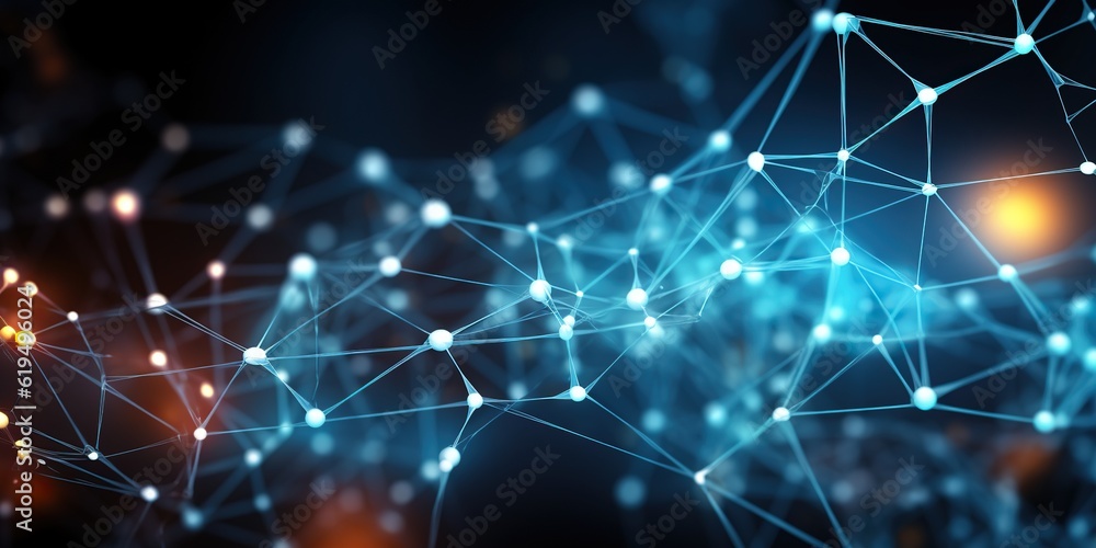 A glowing network of interconnected lines and nodes , concept of ...