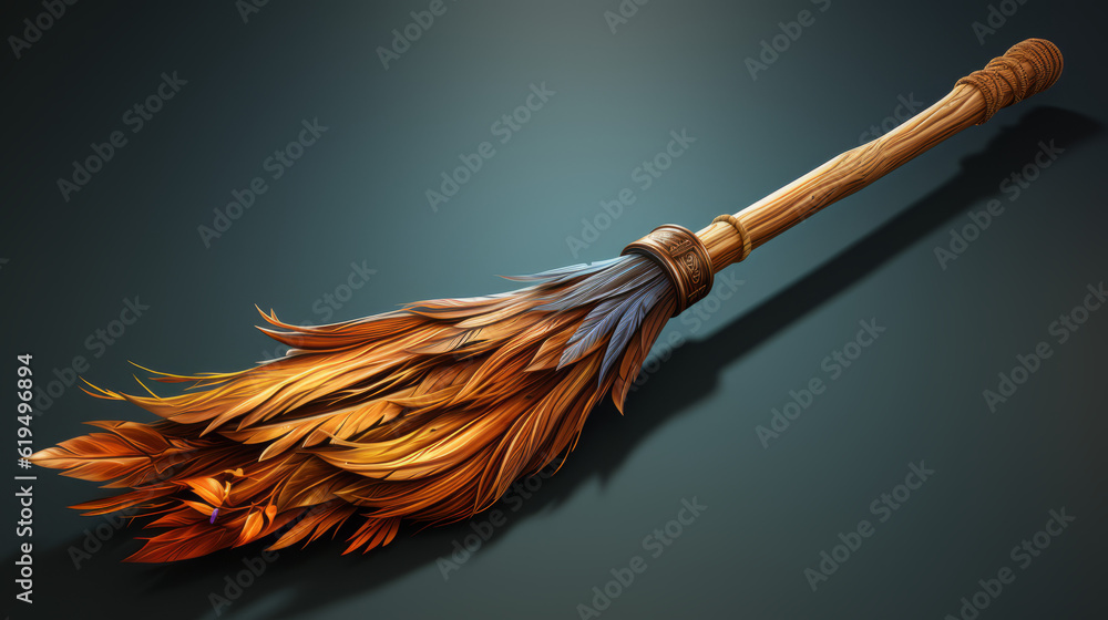 illustration of a broom, a single cartoon game asset item of broom ...