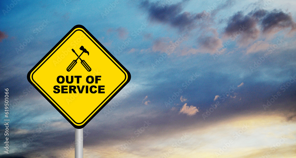 Out of service sign on sky background Stock Photo | Adobe Stock