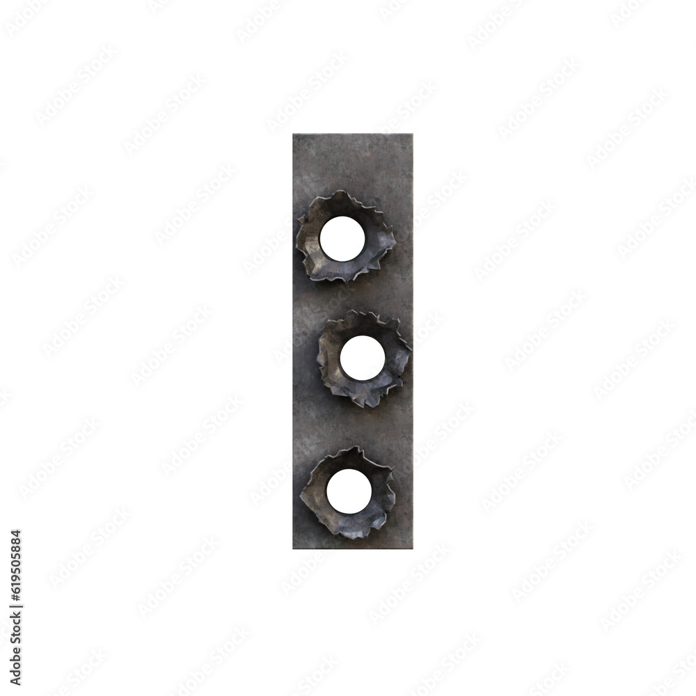 Bullet Holes in Iron 3D Alphabet or PNG Letters Stock Photo | Adobe Stock