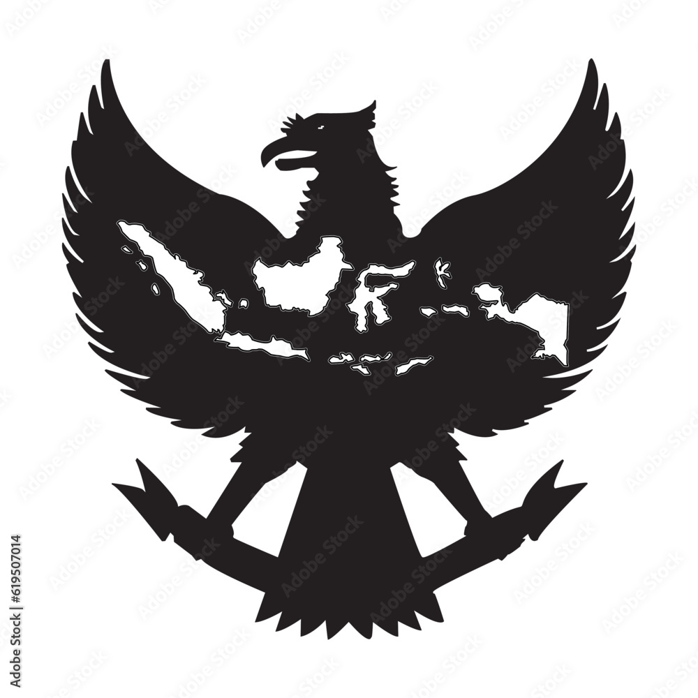 The Garuda bird icon and the map of Indonesia in a resounding design ...