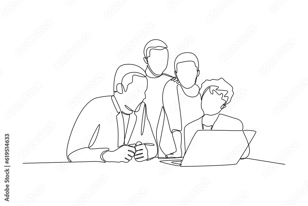 Single one line drawing working together, discussing business. Meeting ...