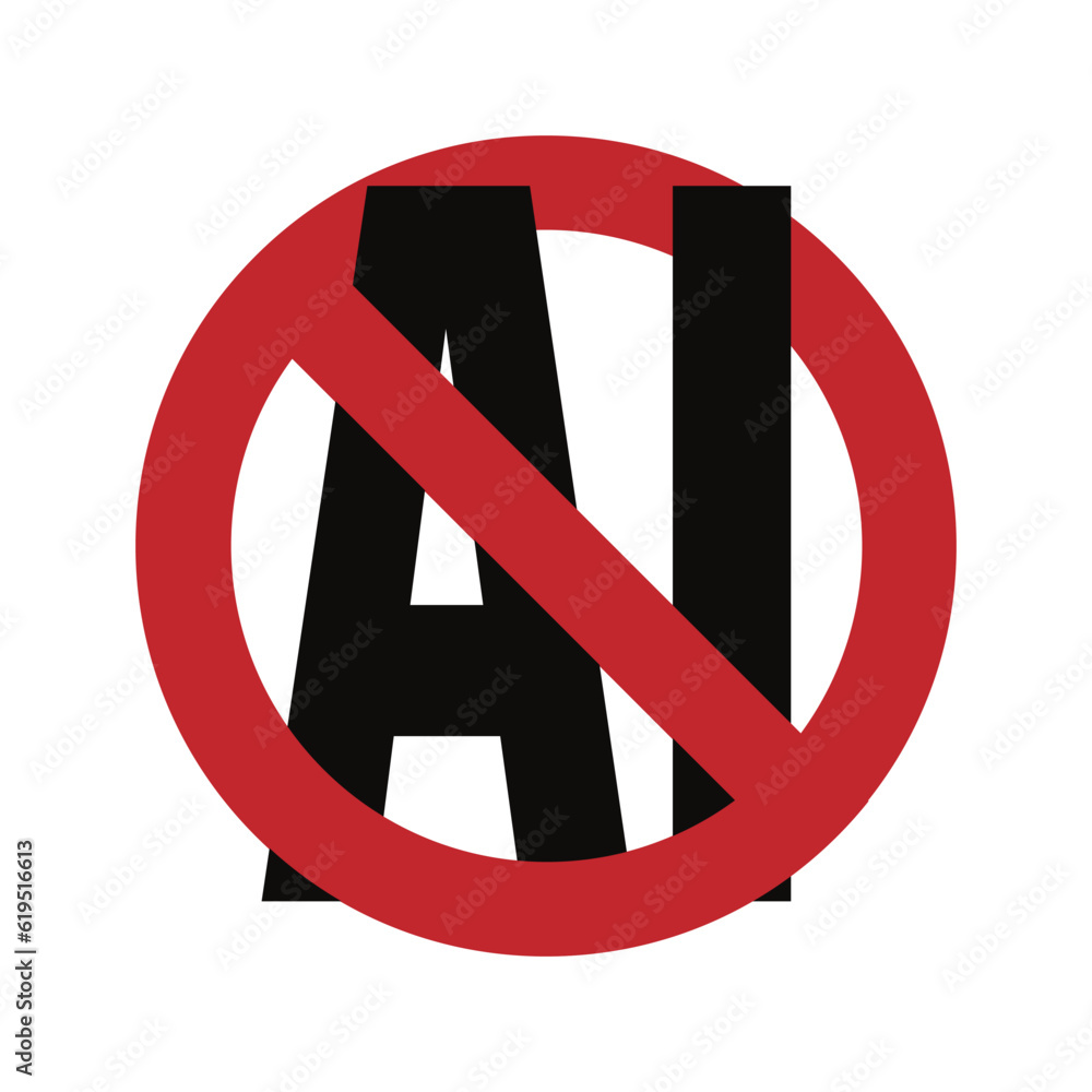 Isolated illustration on no AI or do not use artificial intelligence ...