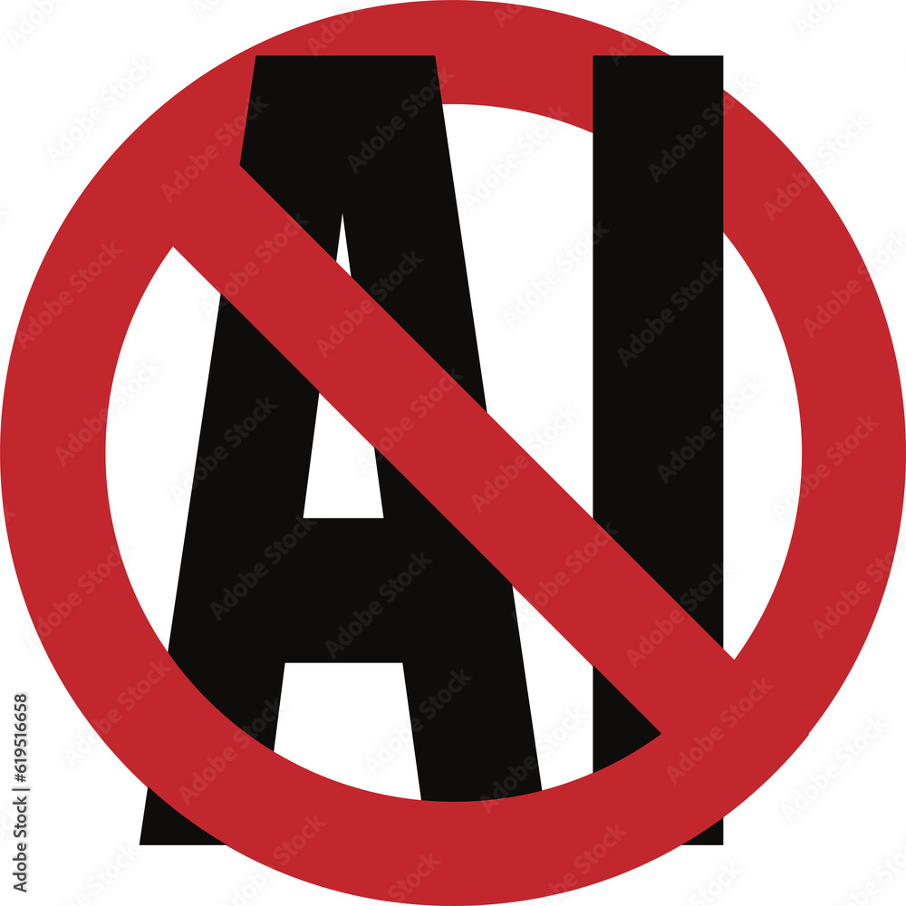 Isolated illustration on no AI or do not use artificial intelligence ...