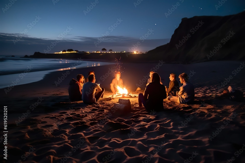 Picnic On The Beach At Night