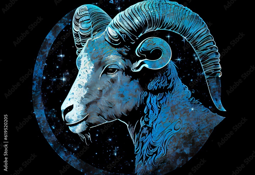 Aries symbol, horoscope sign, animal with horns. Generative AI Stock ...