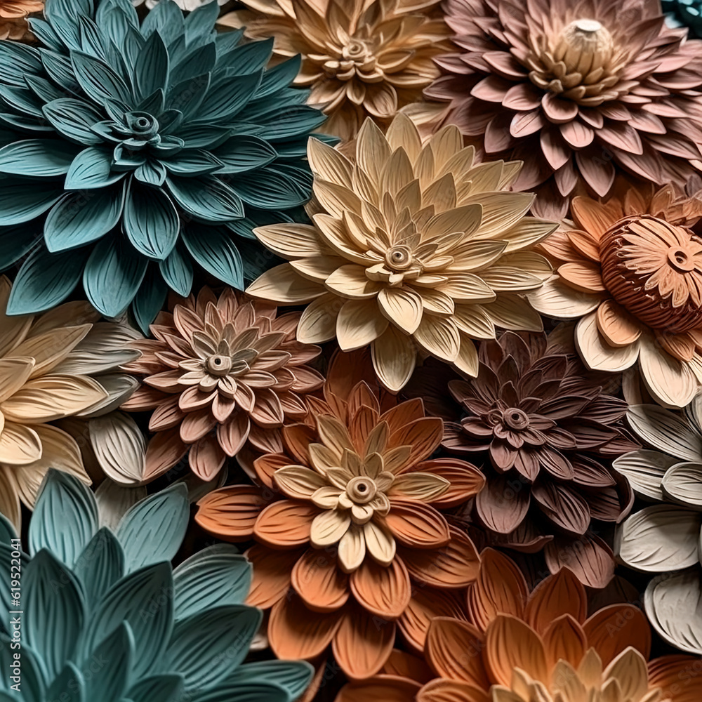 Paper flowers background generated with AI. AI generated paper flower ...