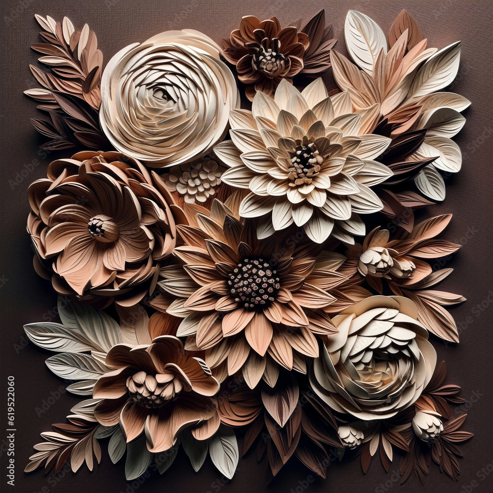 Paper flowers background generated with AI. AI generated paper flower ...