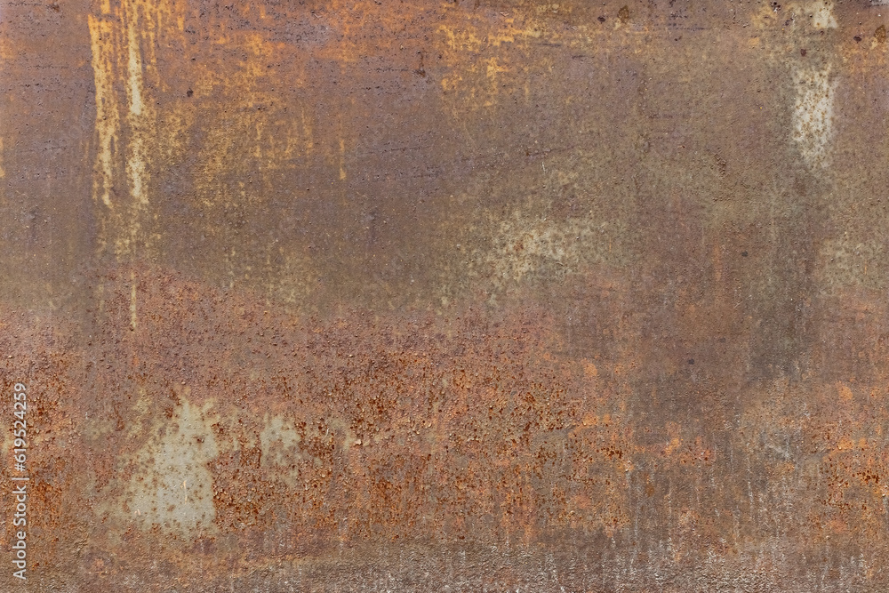 Aged copper plate texture with color patina stains. Old worn metal ...