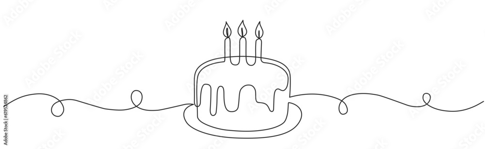 Birthday cake line art vector illustration Stock Vector | Adobe Stock