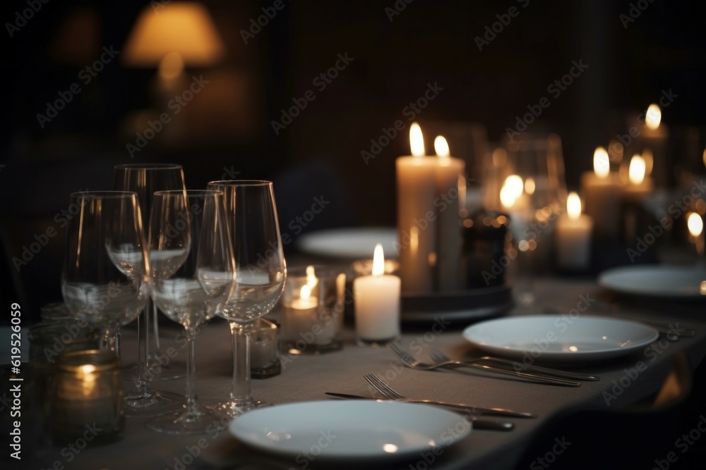 Table candles restaurant luxury. Generate Ai Stock Illustration | Adobe ...
