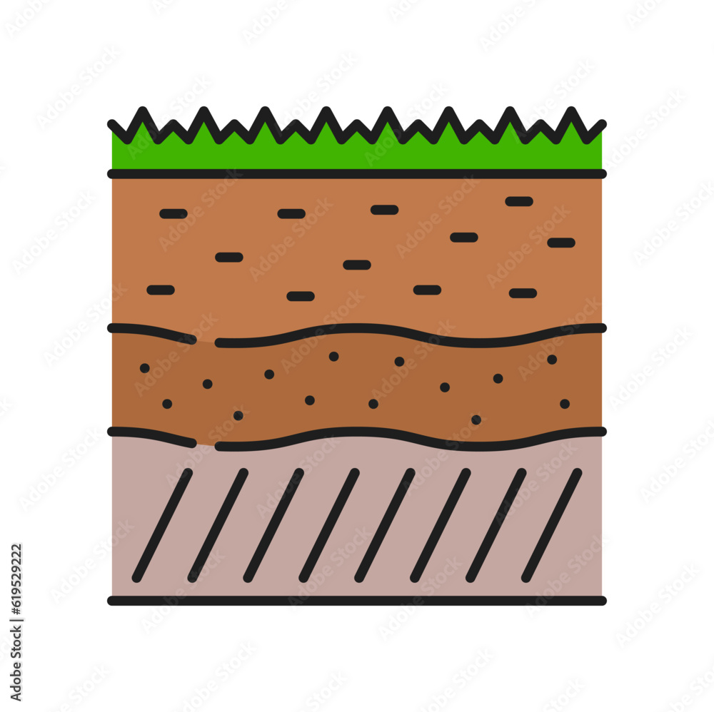 Soil, ground level or section agriculture color line icon. Harvest grow ...