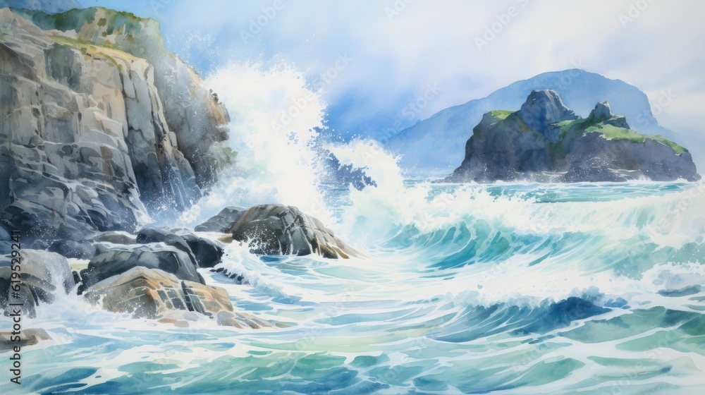 Dramatic cliffs plummet into the untamed ocean. Where crashing waves ...