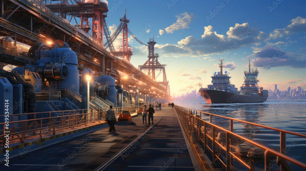 The engineer at an oil rig construction site is a highly skilled ...