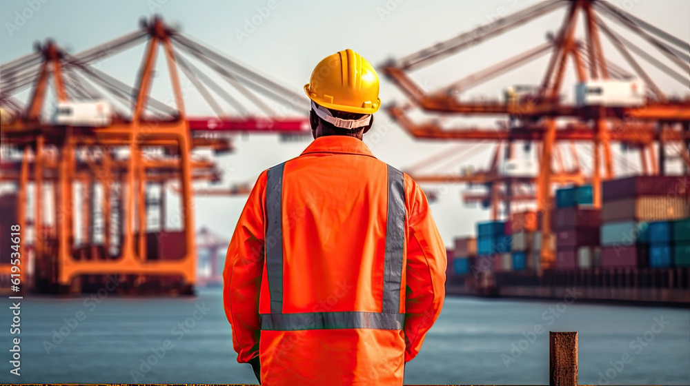 The engineer at an oil rig construction site is a highly skilled ...