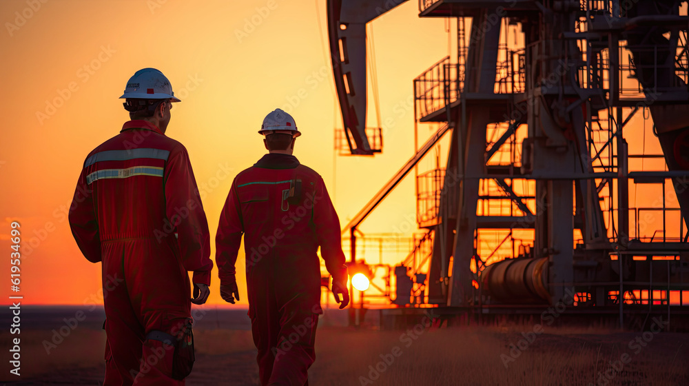 The engineer at an oil rig construction site is a highly skilled ...