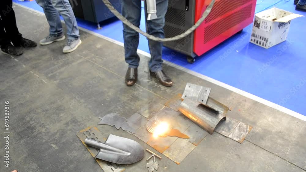 Laser cleaning of metal. Industrial laser cleaning rust of metal ...