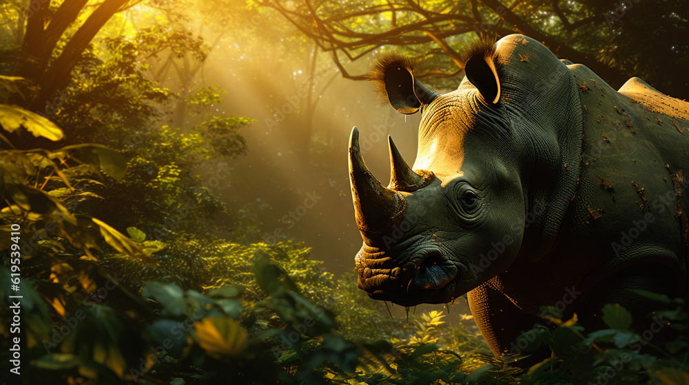Hyperrealistic digital image of a rhino being reintroduced into the ...