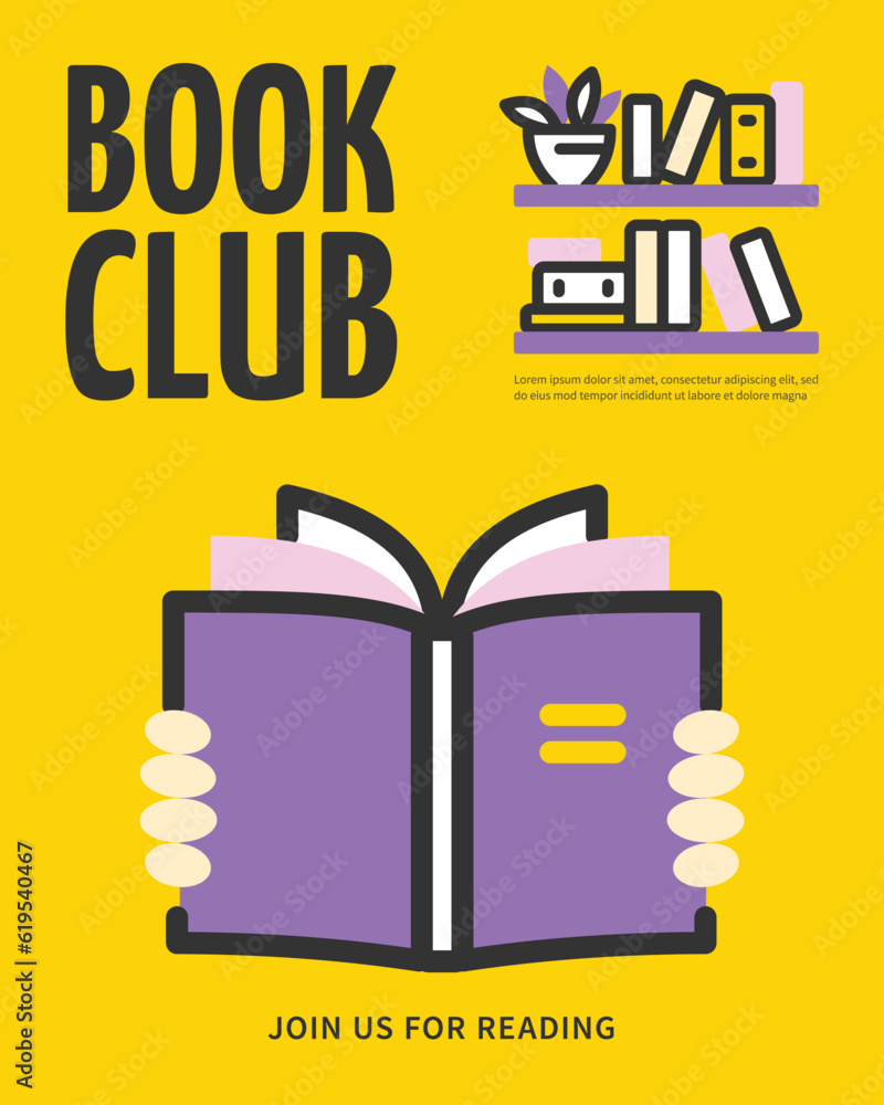 Book Club Invitation Placard Poster Banner Card Template for Web and ...