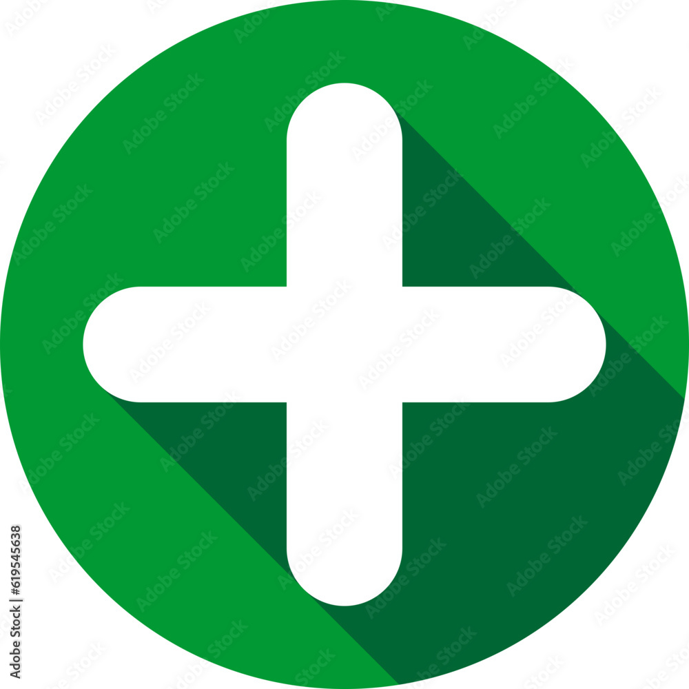 Green plus sign. Vector icon. Cross symbol of safety guidance. Stock ...