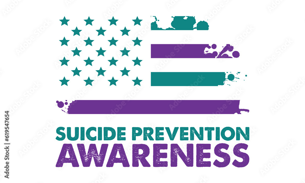 Grafika wektorowa Stock: Sucide Prevention Awareness American flag ...