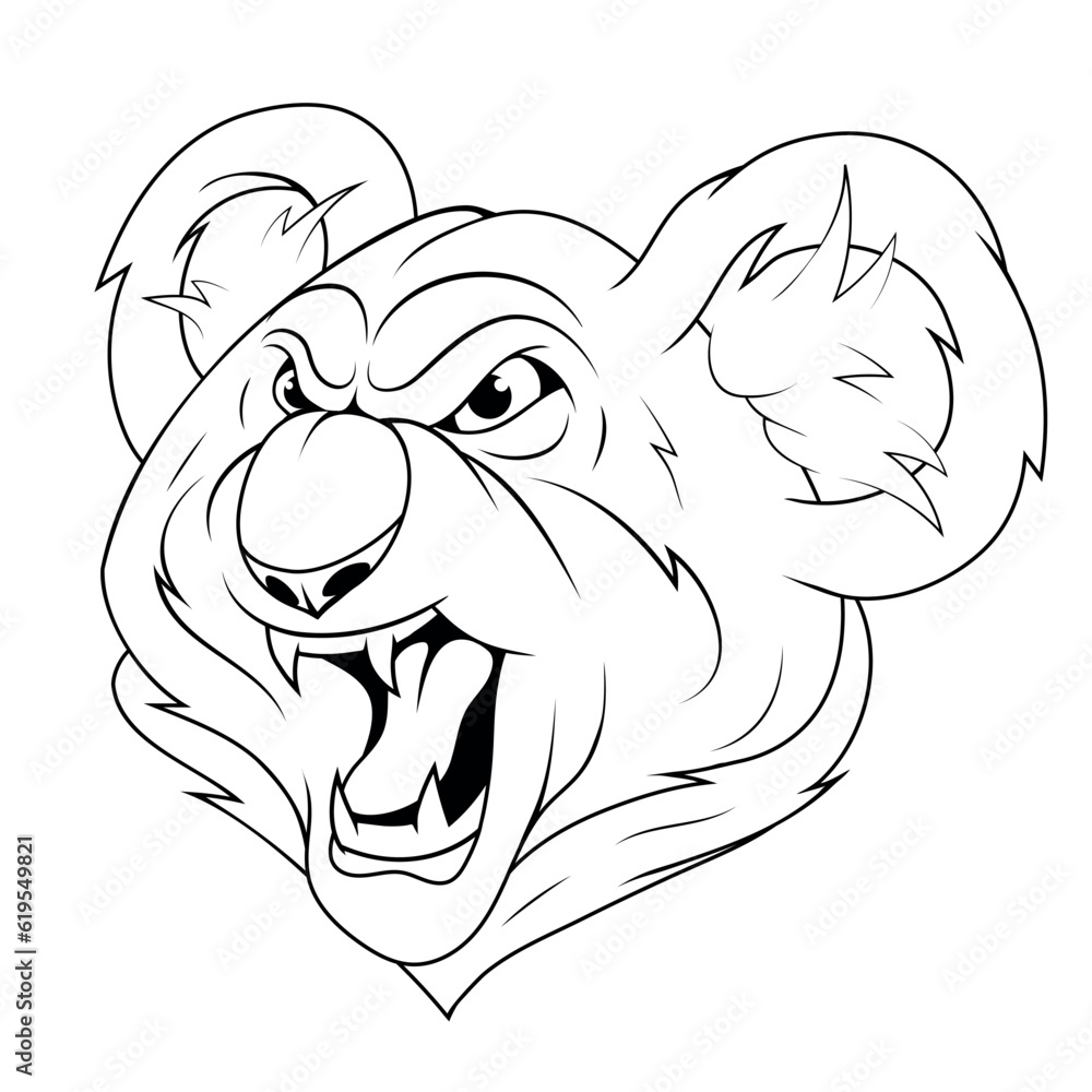 evil koala. Vector illustration of a sketch bear angry emoji. Adorable ...