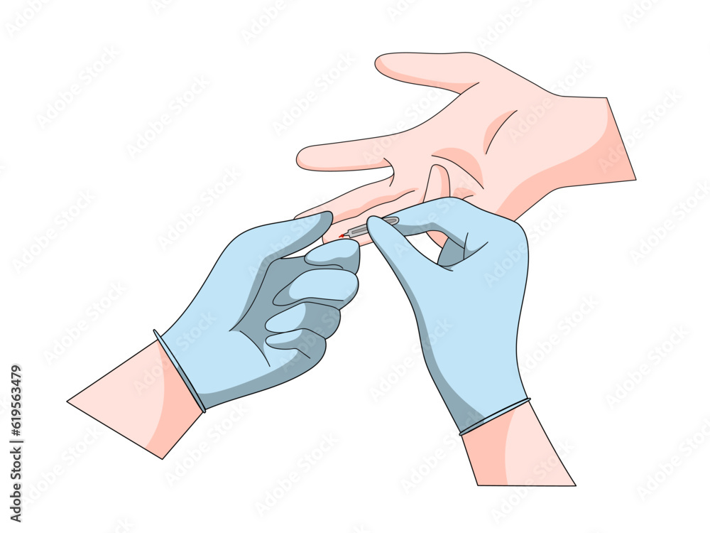Taking blood from finger for blood test diagram schematic vector ...