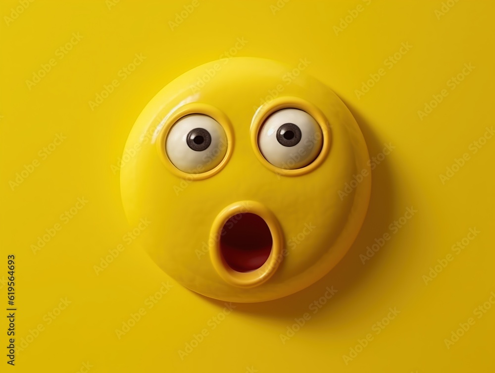 Shocked, afraid or scared emoticon with a wide open mouth and bulging ...