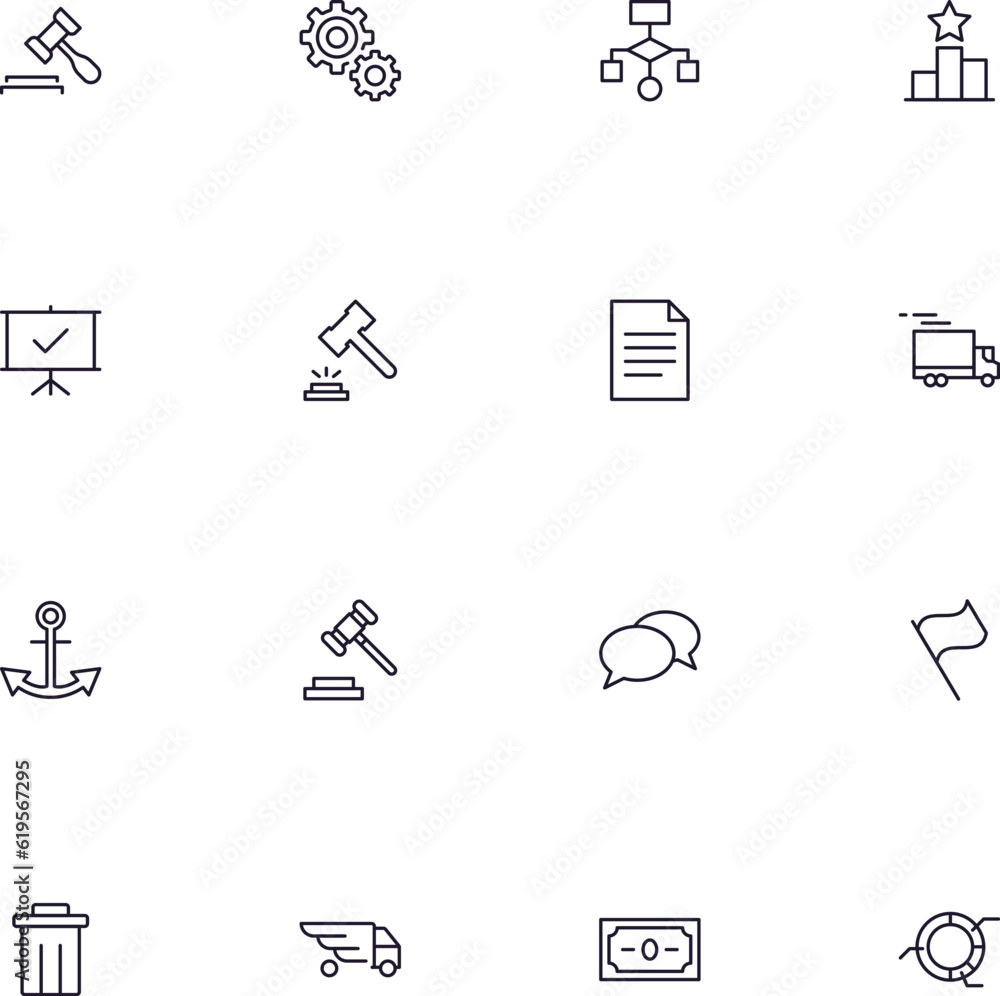 Business line icon set. Collection of commerce uotline sighn for web ...