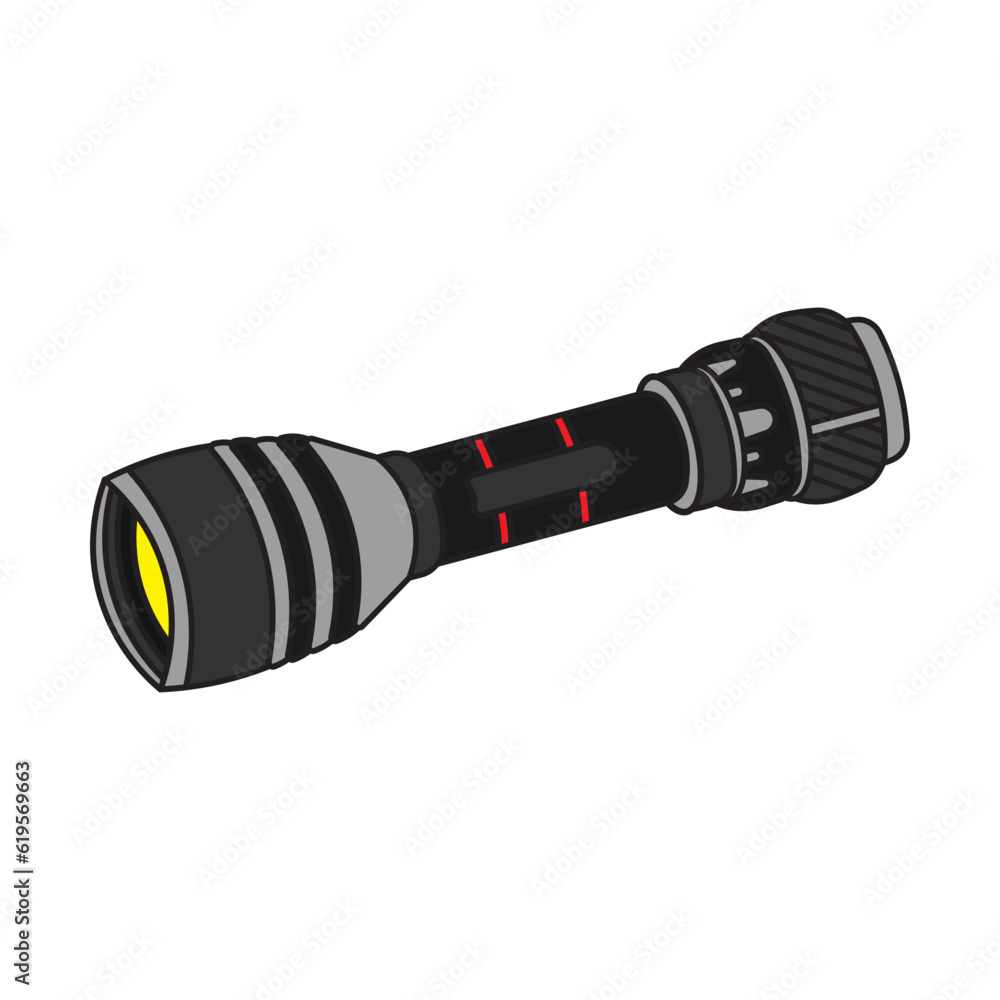 kids drawing Vector illustration Cute flashlight torch vector flat ...