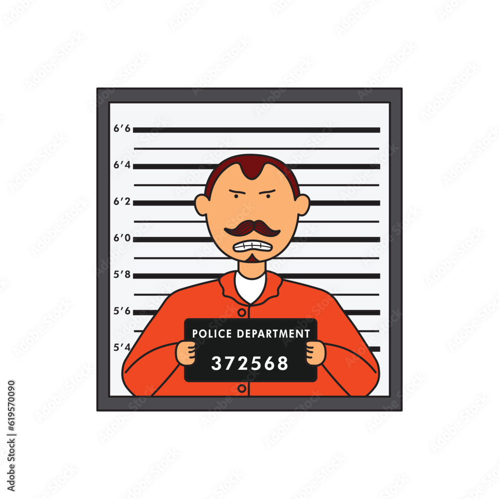 kids drawing Vector illustration Prisoner and Mugshot flat cartoon ...