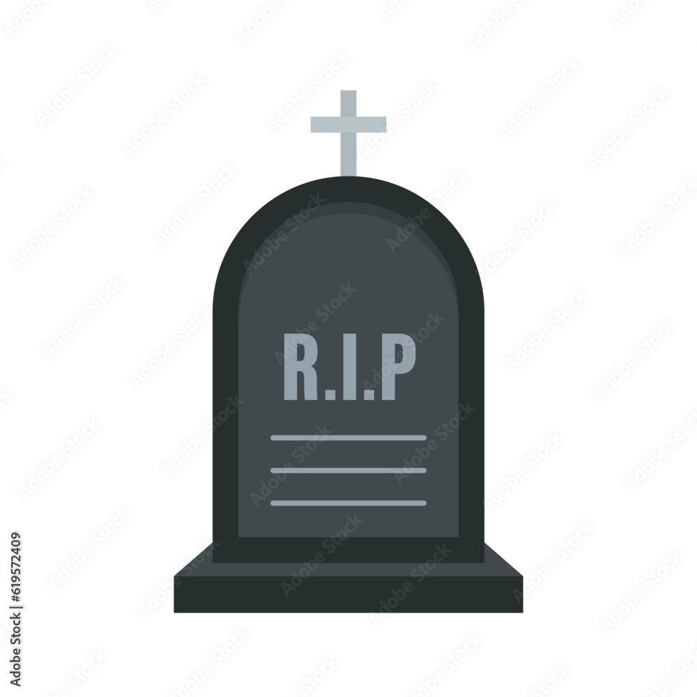 Grave RIP icon in flat style isolated on white background. Death symbol ...