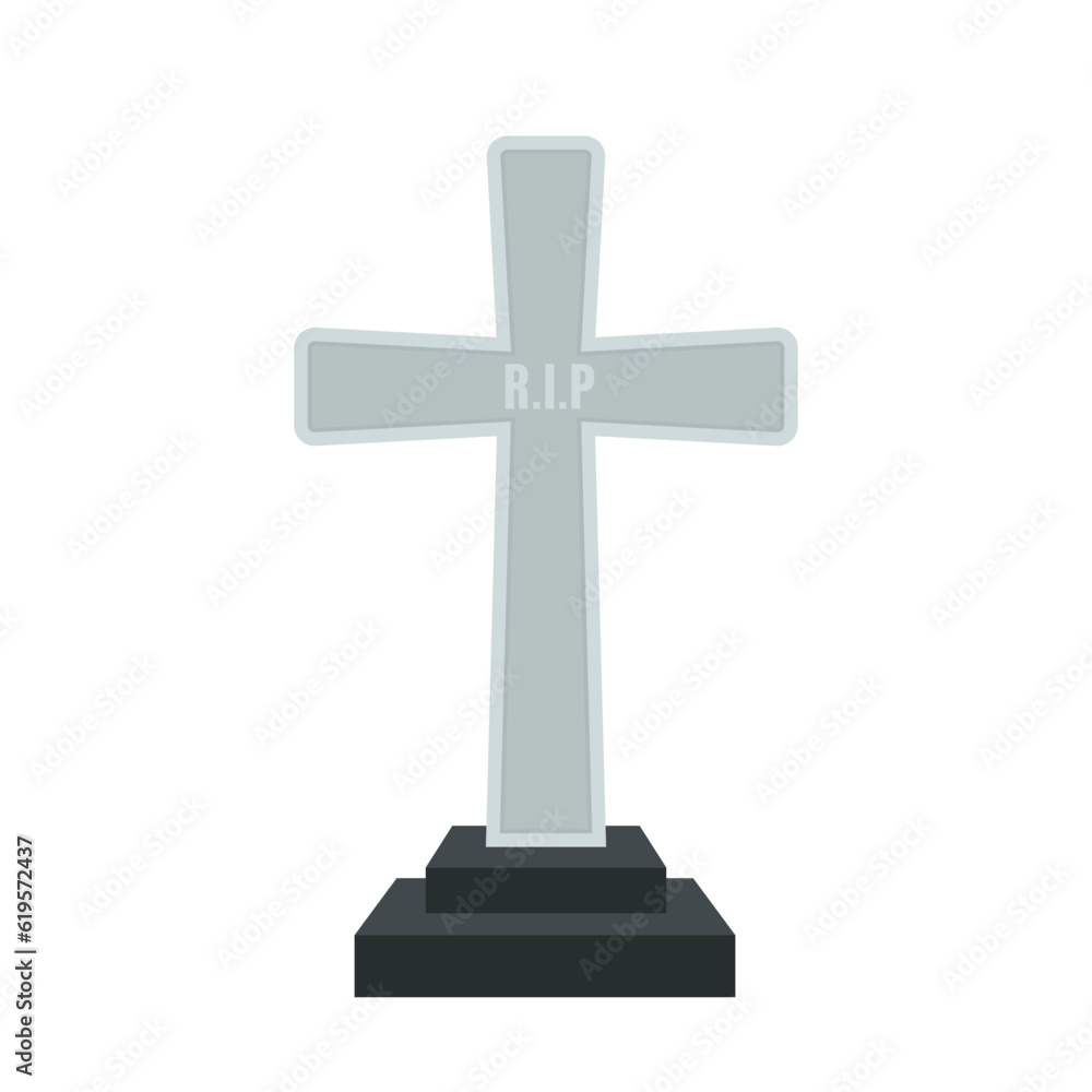 Grave RIP icon in flat style isolated on white background. Death symbol ...