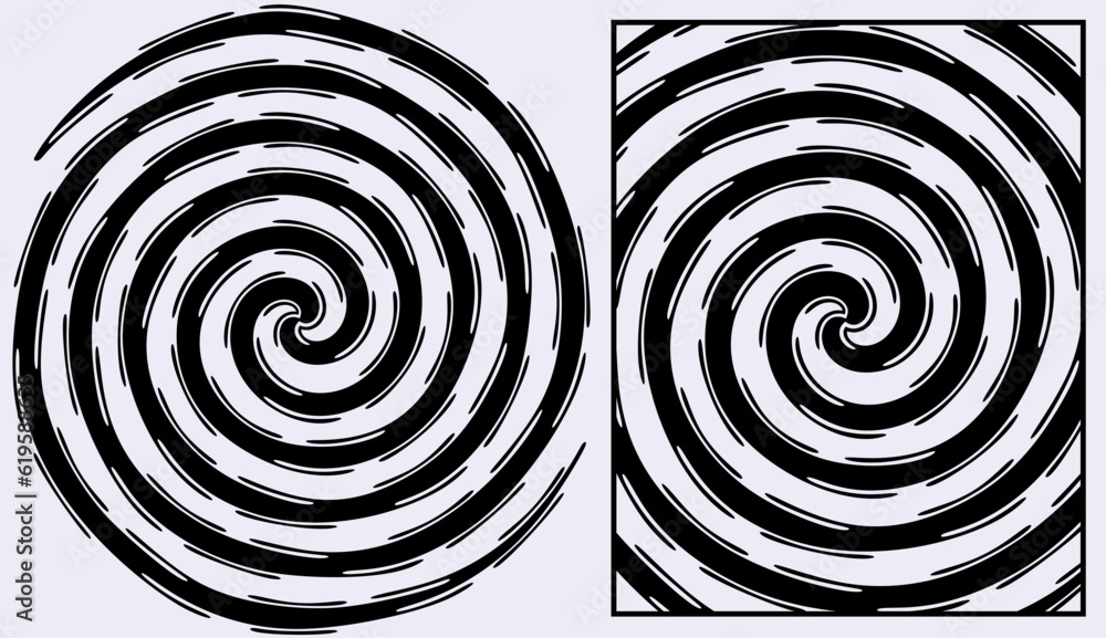 A vector spiral design with drippy and curvy line detailing. A layered ...