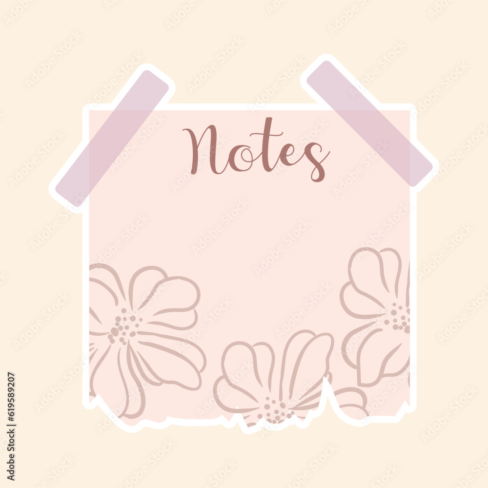 Cute paper notes in pastel colors. Stickers. Simple page. Stationary ...