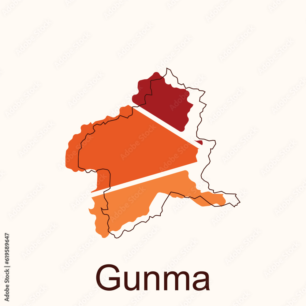 map of Gunma vector design template, national borders and important ...