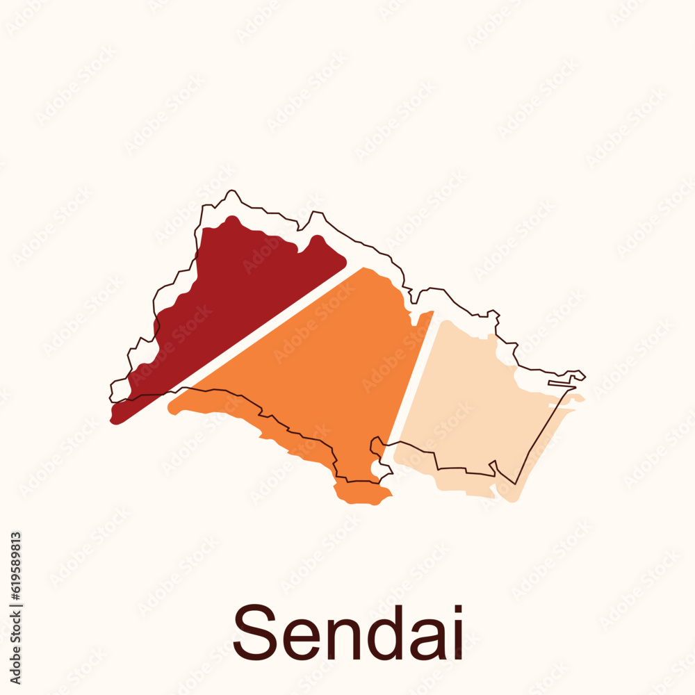 Sendai High detailed illustration map, Japan map, World map country ...