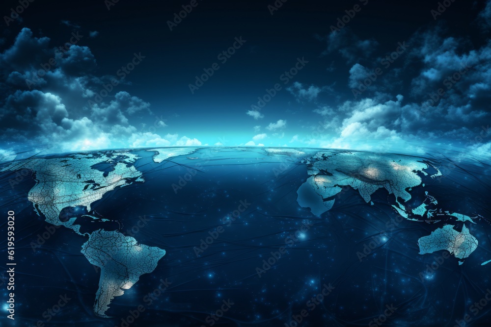 blue world map, A Captivating Fusion of Blue and Night Lighting ...