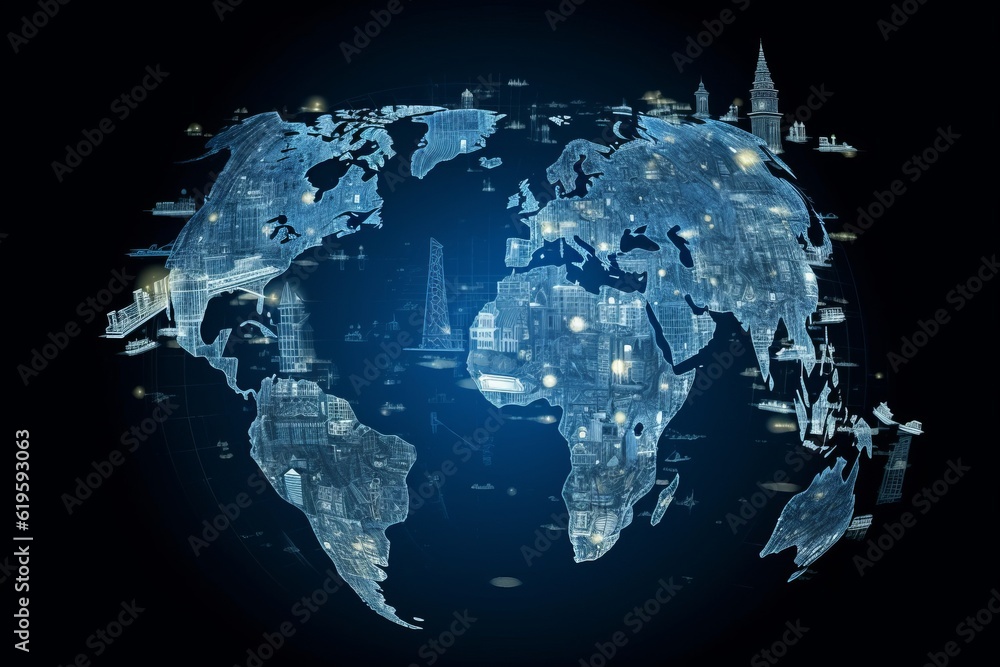 blue world map, A Captivating Fusion of Blue and Night Lighting ...