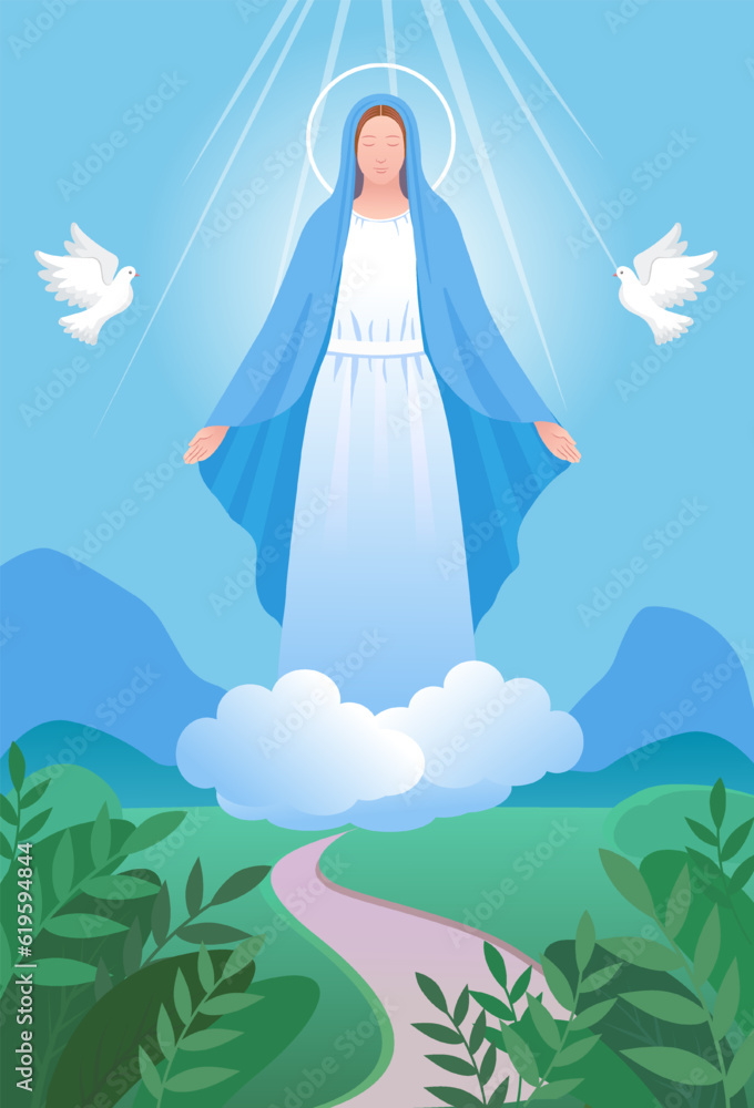 Assumption of mary. Feast of the immaculate conception.Holy Mother of ...