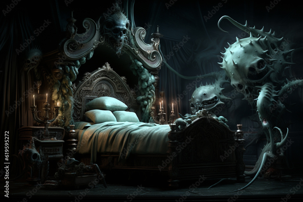 Nightmares, bad dreams. Terrible, scared, fear, unhappy, spooky, creepy ...